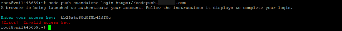 Invalid access key error when attempting to login to self-hosted Code Push Server · Issue #133 ...